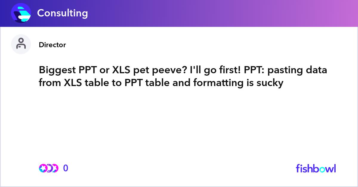 Biggest PPT or XLS pet peeve? I'll go first! PPT: ... | Fishbowl