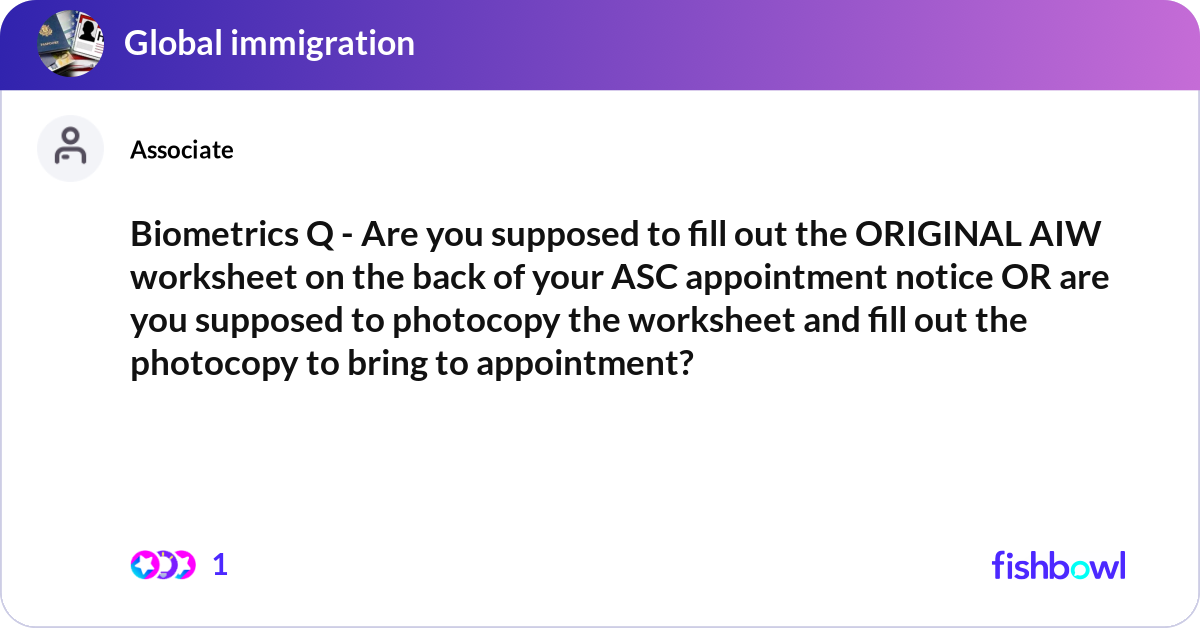 Biometrics Q - Are you supposed to fill out the OR... | Fishbowl