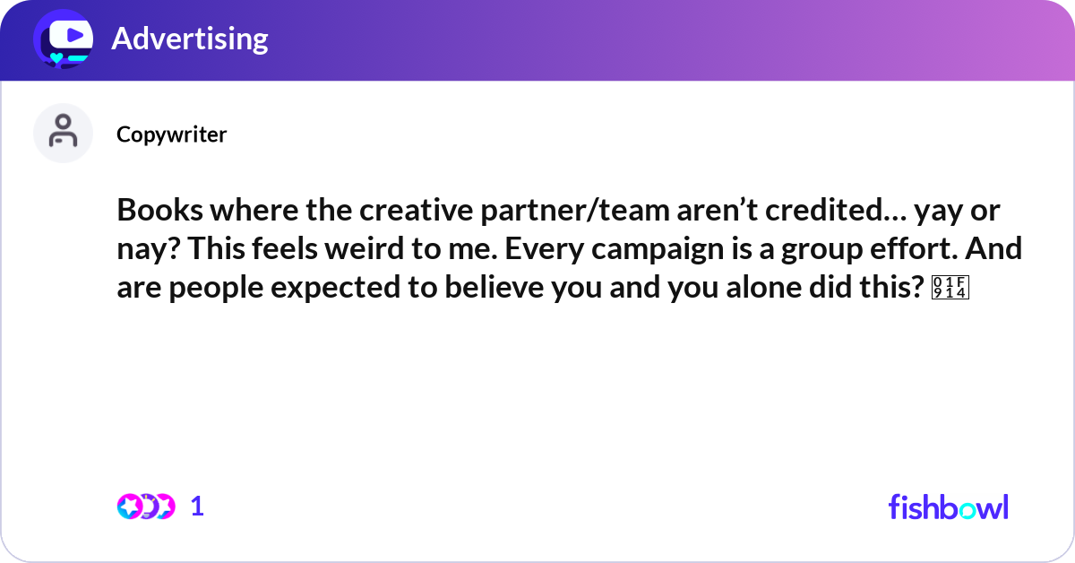 Books where the creative partner/team aren’t credi... | Fishbowl