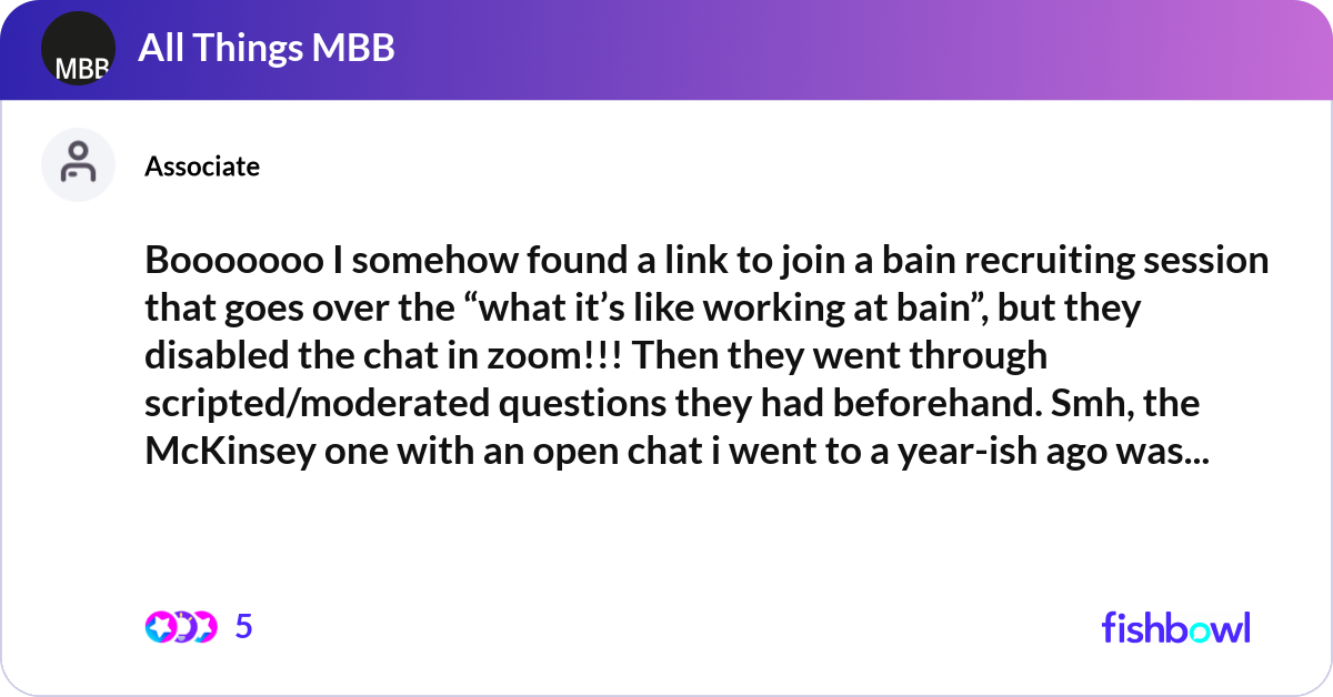 Booooooo I somehow found a link to join a bain rec... | Fishbowl