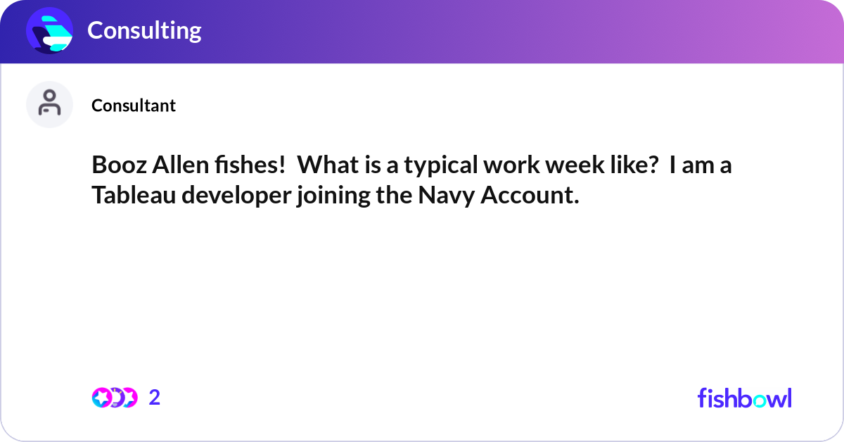 Booz Allen fishes! What is a typical work week li... | Fishbowl