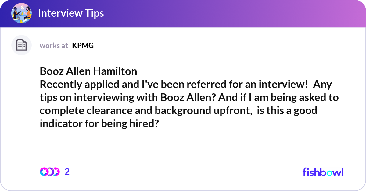 Booz Allen Hamilton Recently applied and I've bee... | Fishbowl