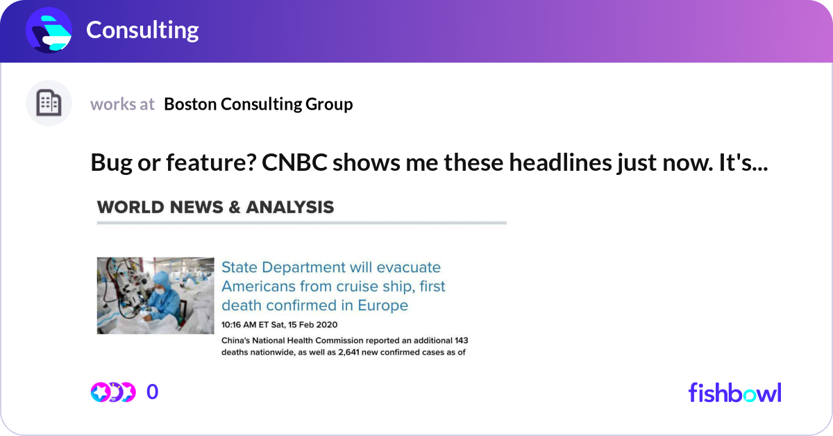 Bug or feature? CNBC shows me these headlines just... | Fishbowl