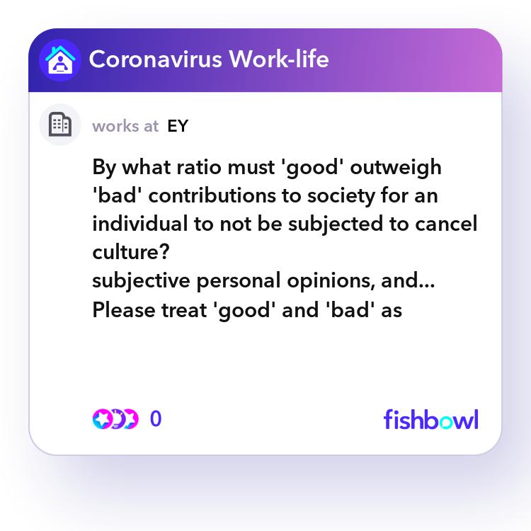 By what ratio must 'good' outweigh 'bad' contribut... | Fishbowl
