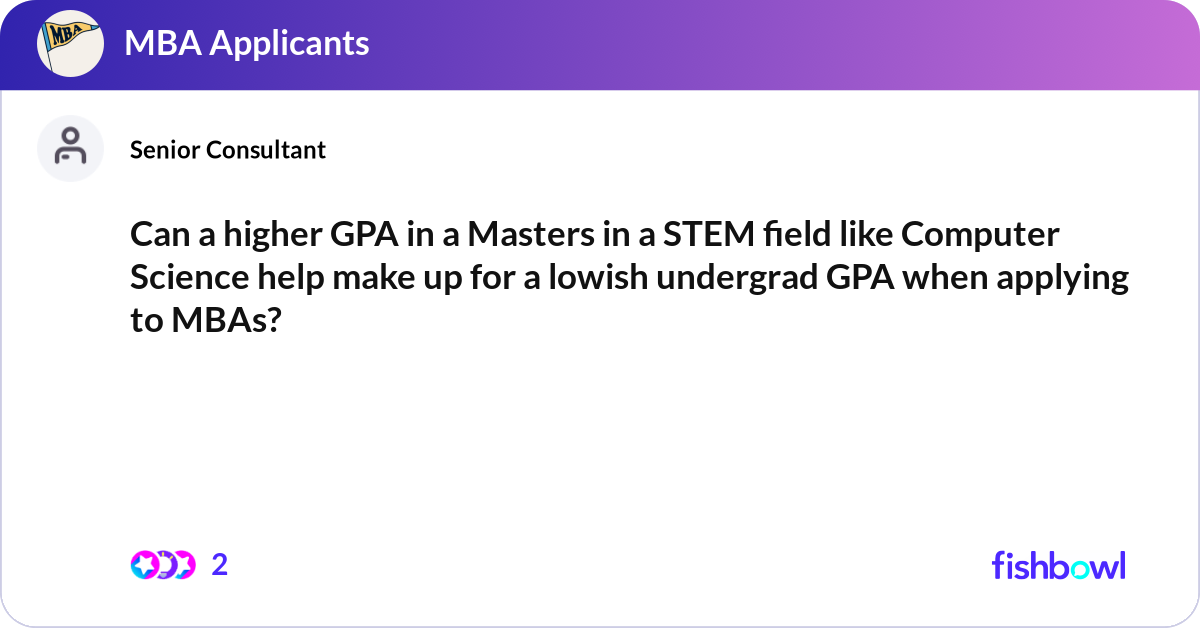 Can a higher GPA in a Masters in a STEM field like... | Fishbowl