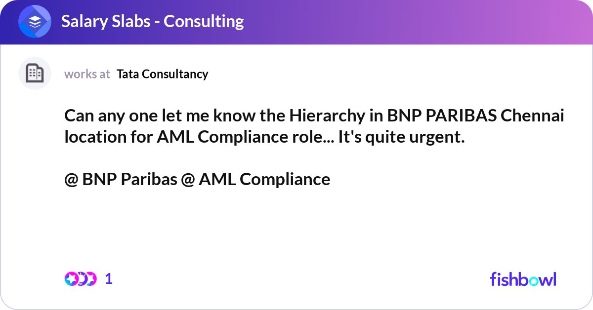 Can any one let me know the Hierarchy in BNP PARIB... | Fishbowl