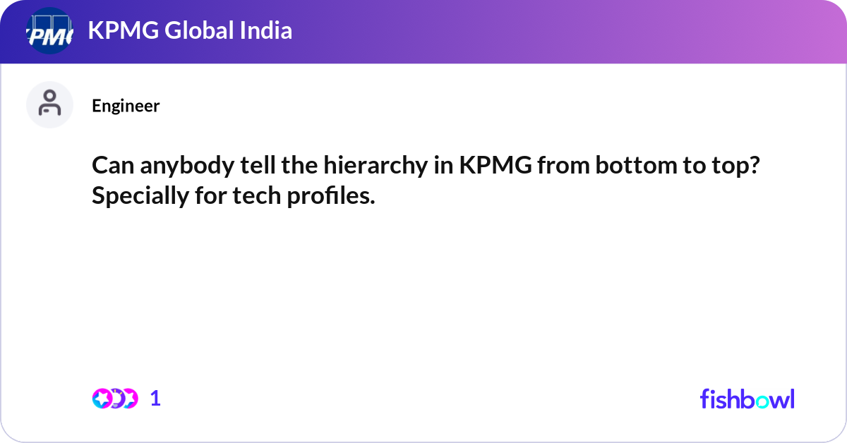 Can anybody tell the hierarchy in KPMG from bottom... | Fishbowl