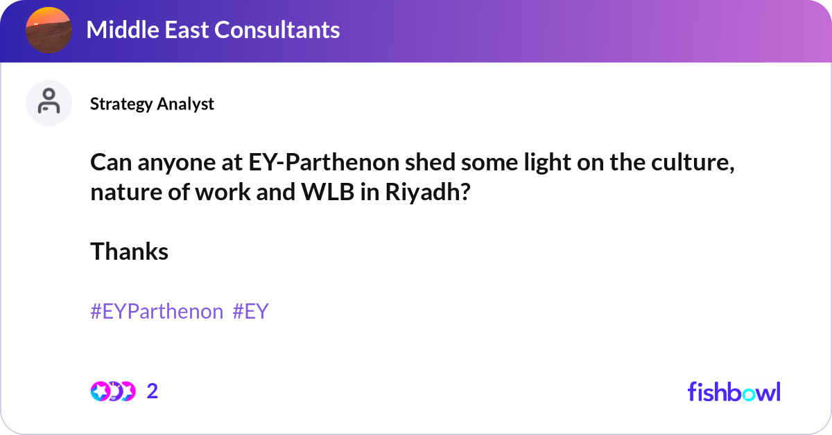 Can anyone at EY-Parthenon shed some light on the ... | Fishbowl