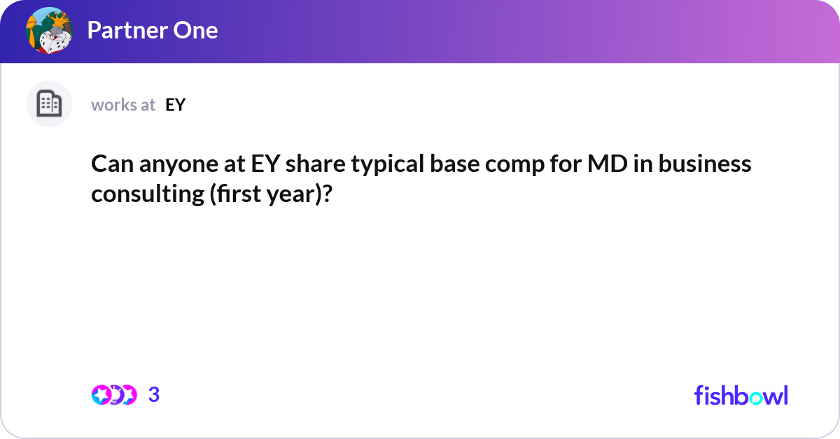 Can anyone at EY share typical base comp for MD in... | Fishbowl