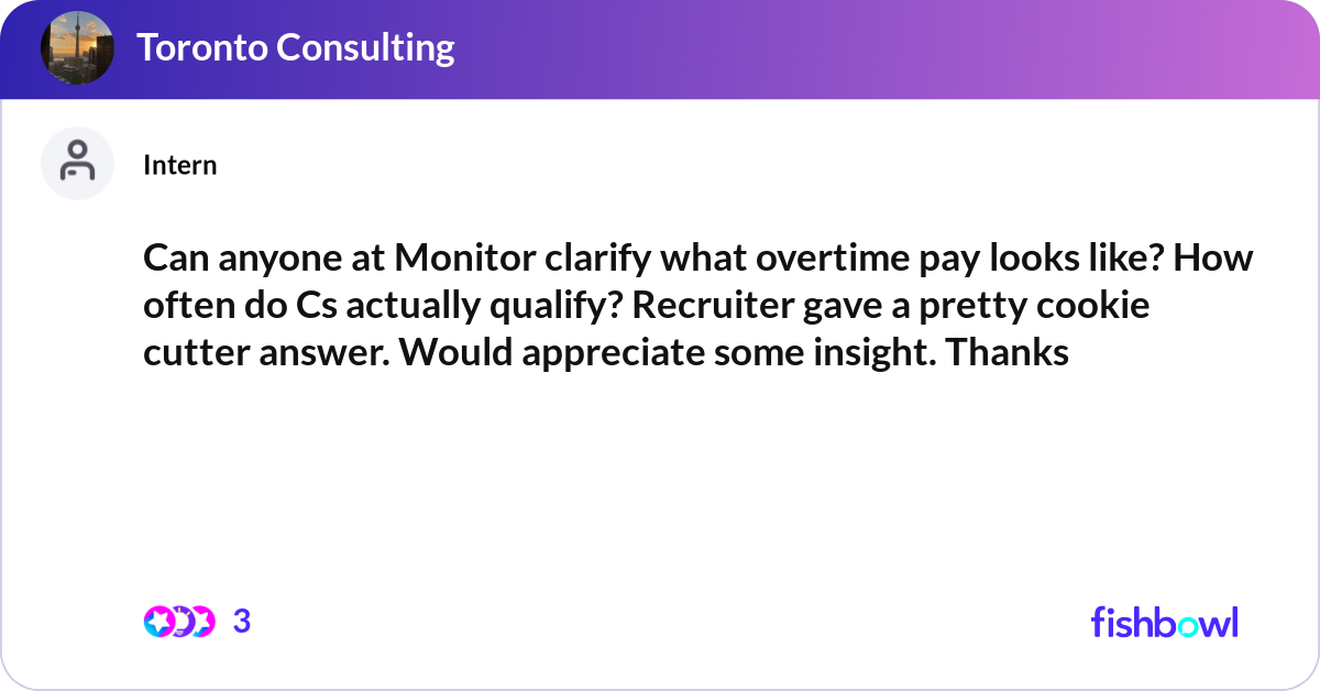 Can anyone at Monitor clarify what overtime pay lo... | Fishbowl