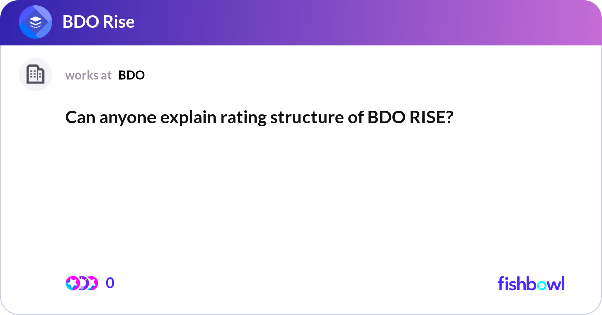 Can anyone explain rating structure of BDO RISE? | Fishbowl