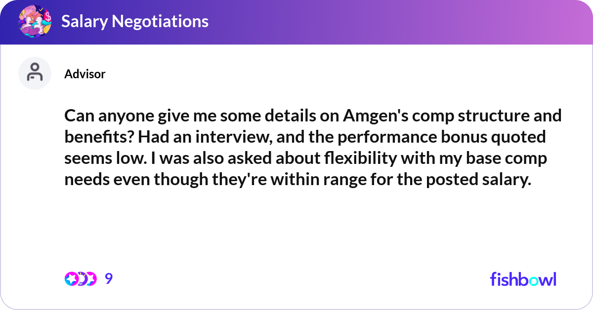 Can anyone give me some details on Amgen's comp st... | Fishbowl