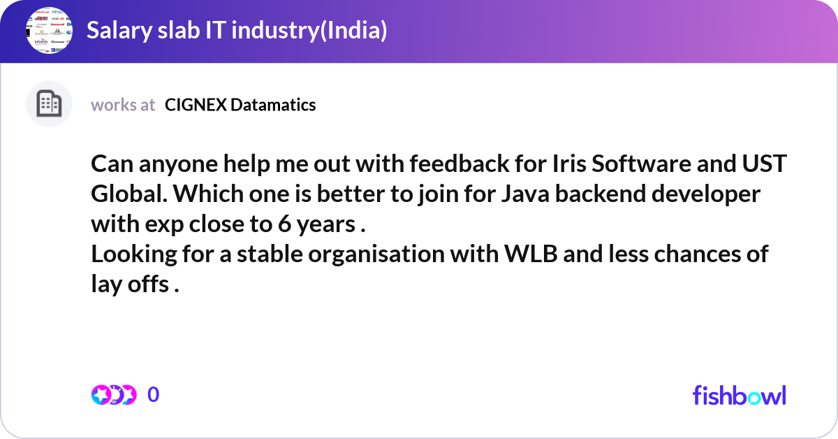 Can anyone help me out with feedback for Iris Soft... | Fishbowl