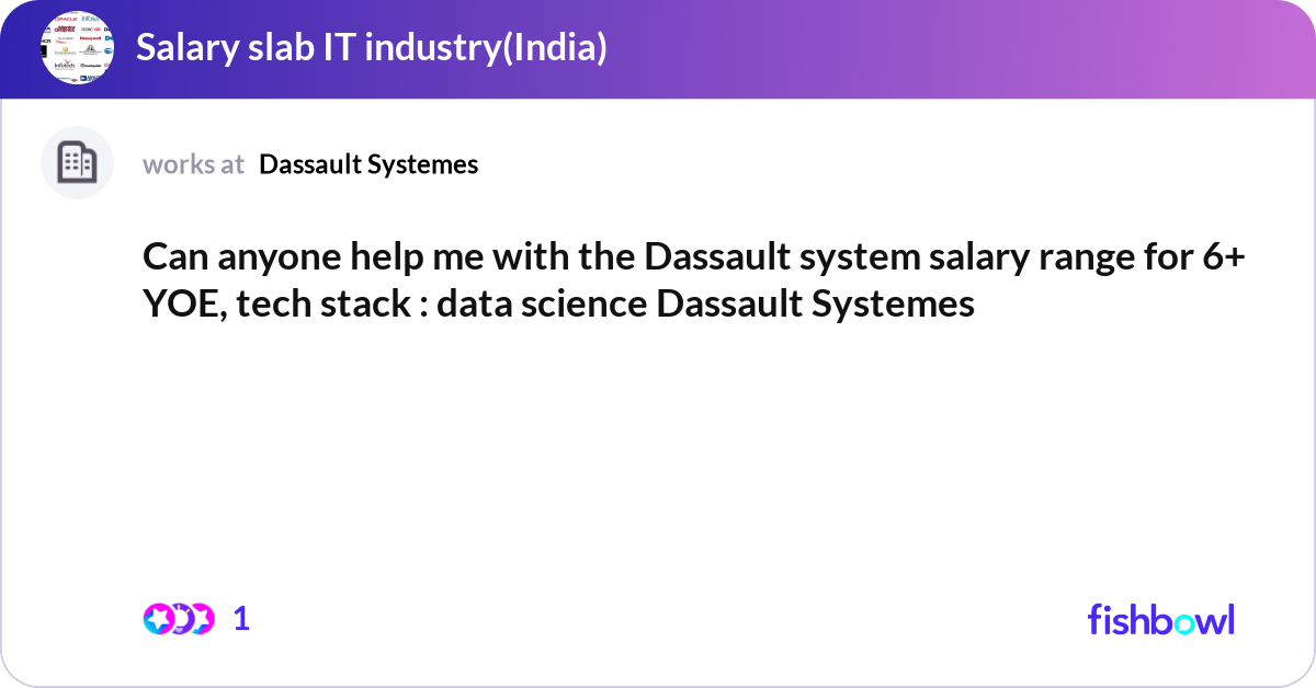 Can anyone help me with the Dassault system salary... | Fishbowl