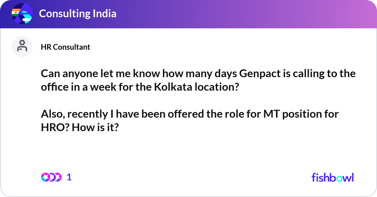 Can anyone let me know how many days Genpact is ca... | Fishbowl