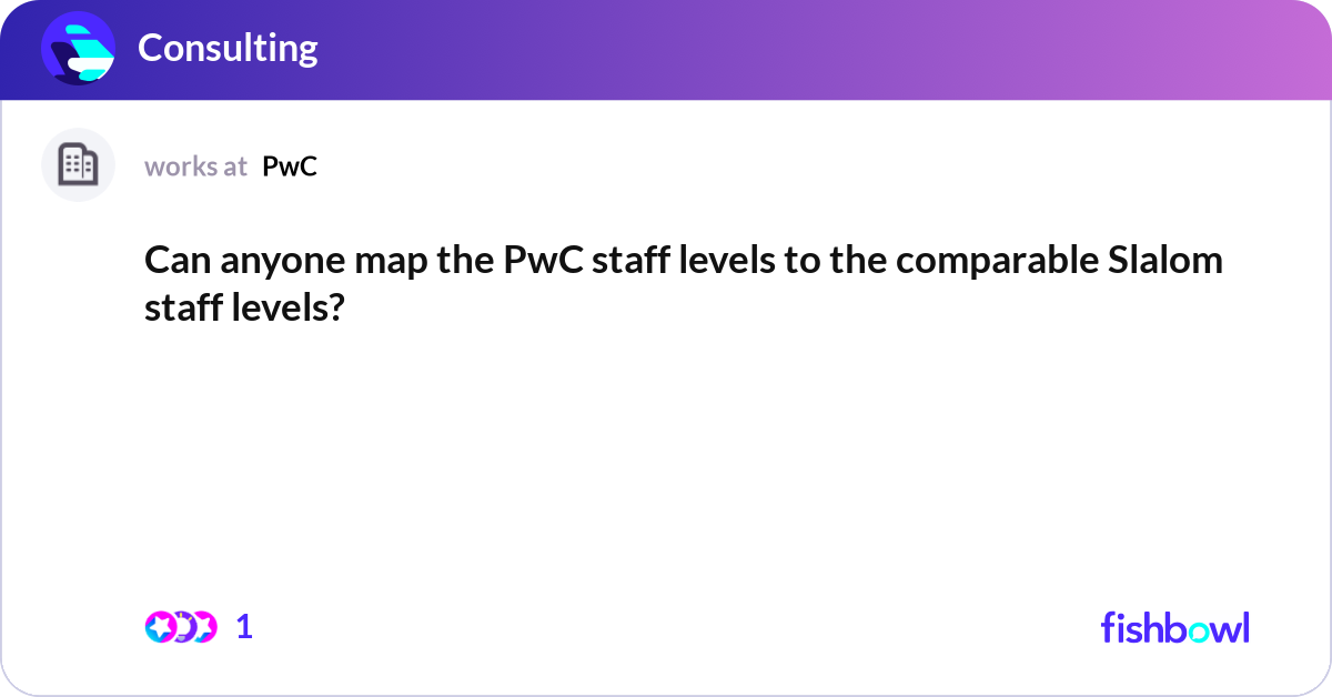 Can anyone map the PwC staff levels to the compara... | Fishbowl