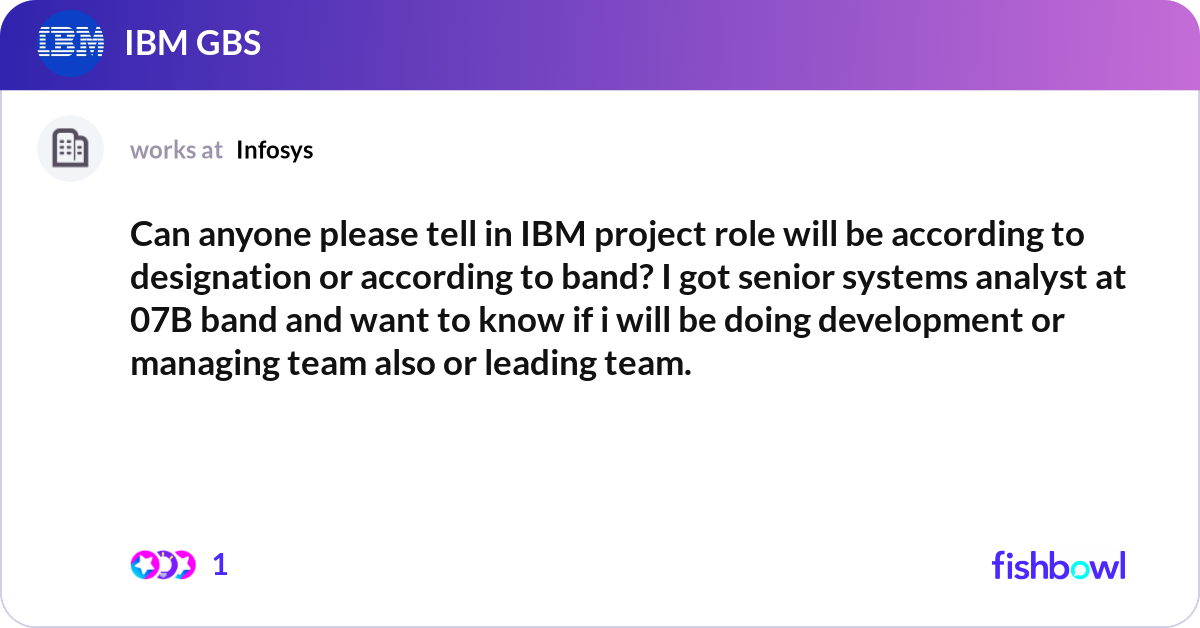 Can anyone please tell in IBM project role will be... | Fishbowl