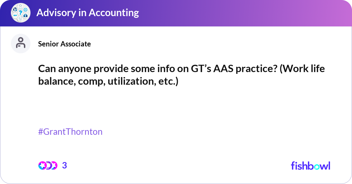 Can anyone provide some info on GT’s AAS practice?... | Fishbowl