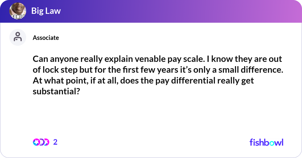 Can anyone really explain venable pay scale. I kno... | Fishbowl