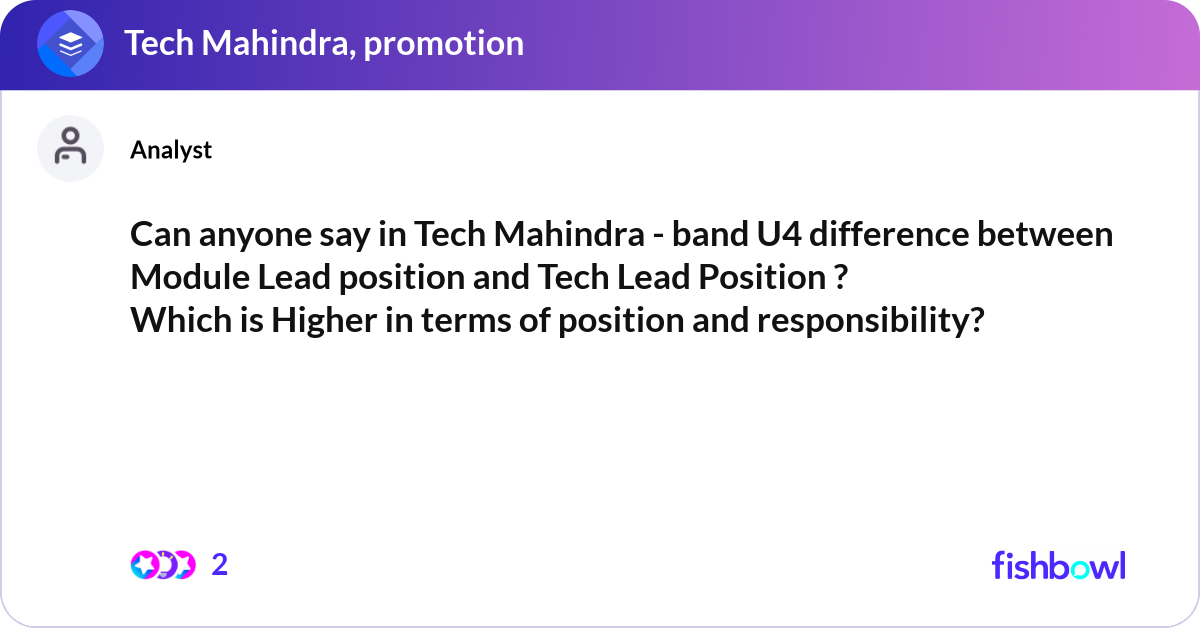 Can anyone say in Tech Mahindra - band U4 differen... | Fishbowl