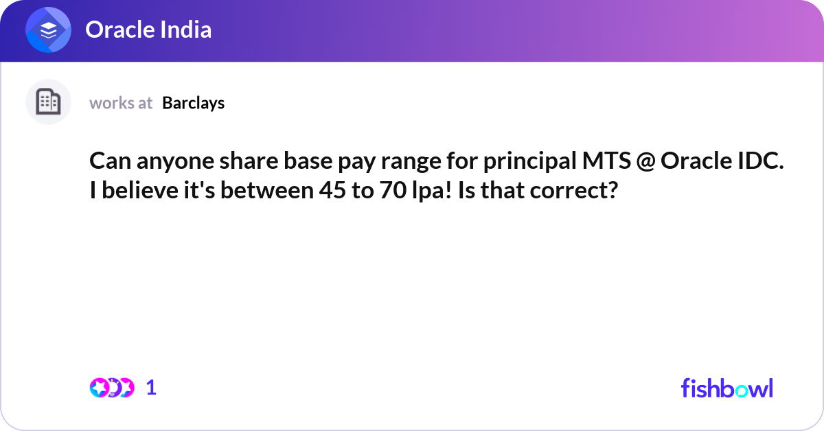 Can anyone share base pay range for principal MTS ... | Fishbowl