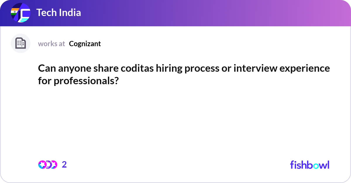 Can anyone share coditas hiring process or intervi... | Fishbowl