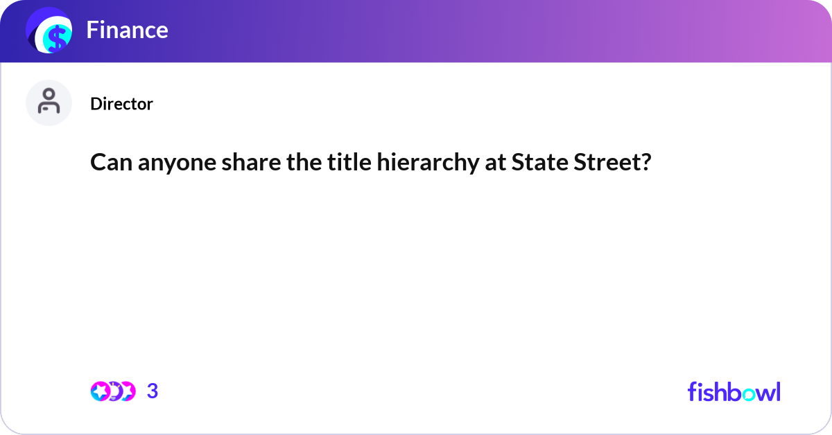 Can anyone share the title hierarchy at State Stre... | Fishbowl