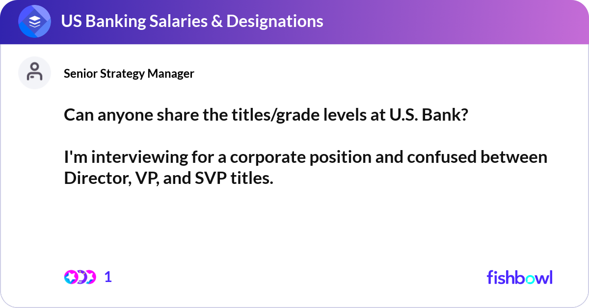 Can anyone share the titles/grade levels at U.S. B... | Fishbowl