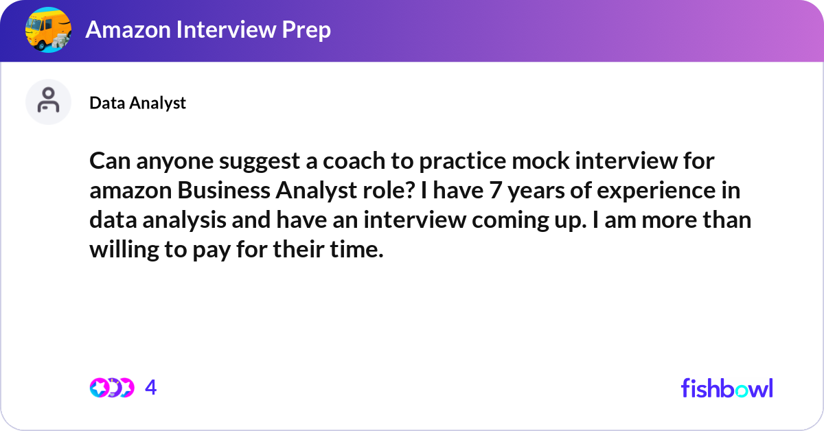 Can anyone suggest a coach to practice mock interv... | Fishbowl
