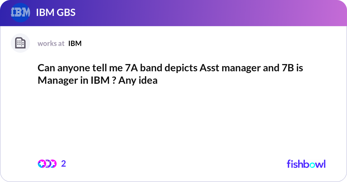 Can anyone tell me 7A band depicts Asst manager an... | Fishbowl