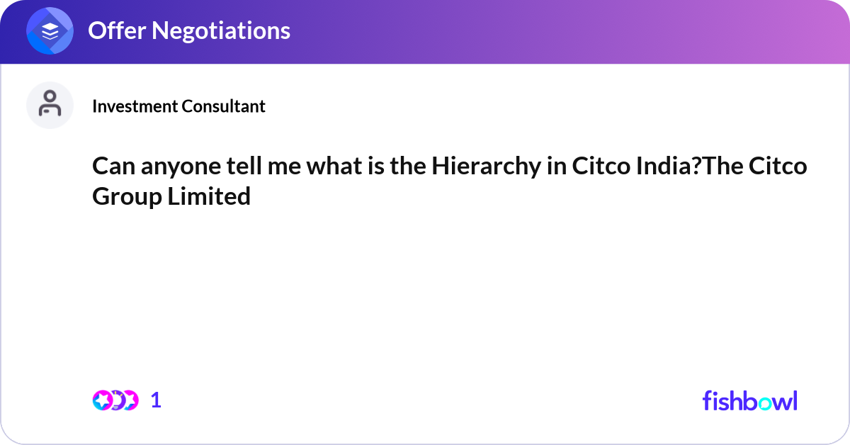 Can anyone tell me what is the Hierarchy in Citco ... | Fishbowl