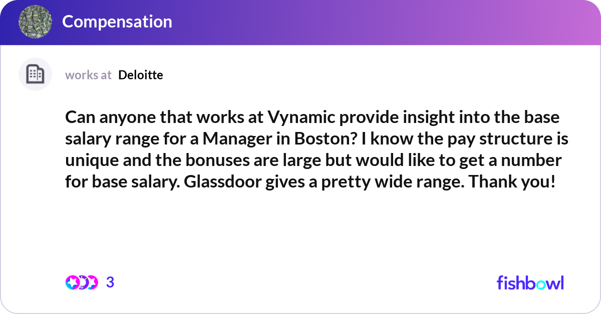 Can anyone that works at Vynamic provide insight i... | Fishbowl