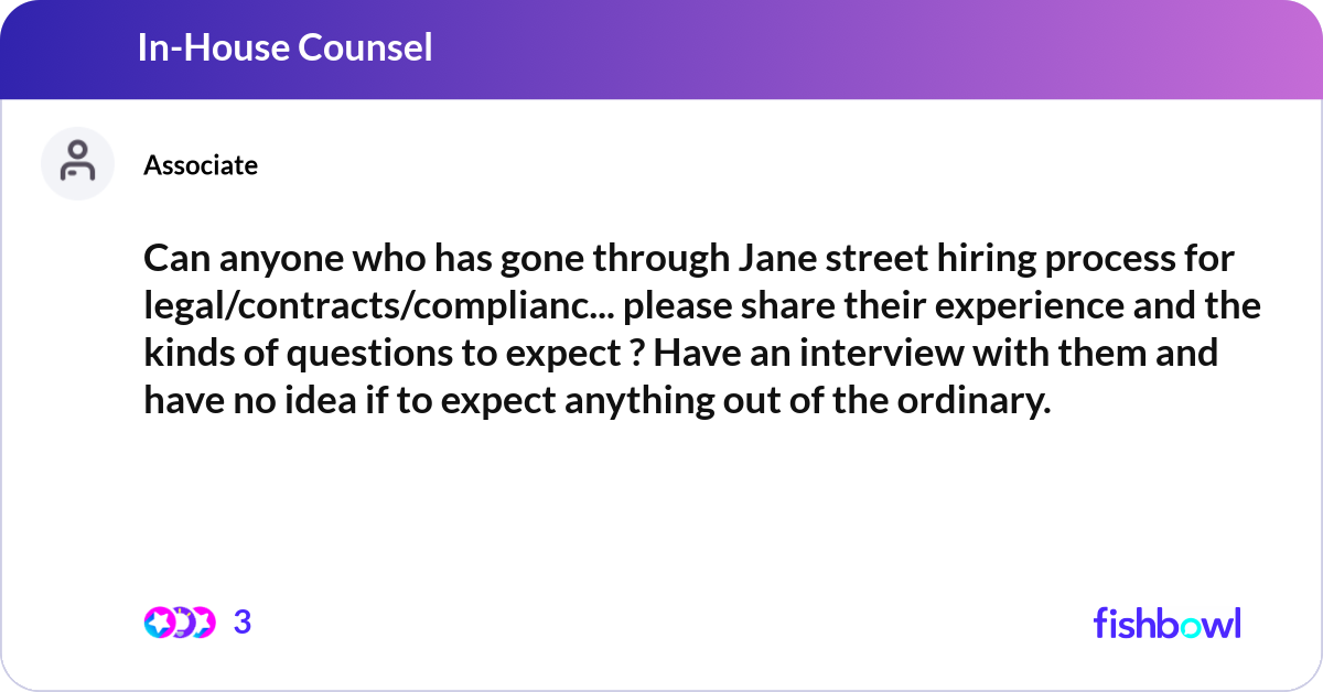 Can anyone who has gone through Jane street hiring... | Fishbowl