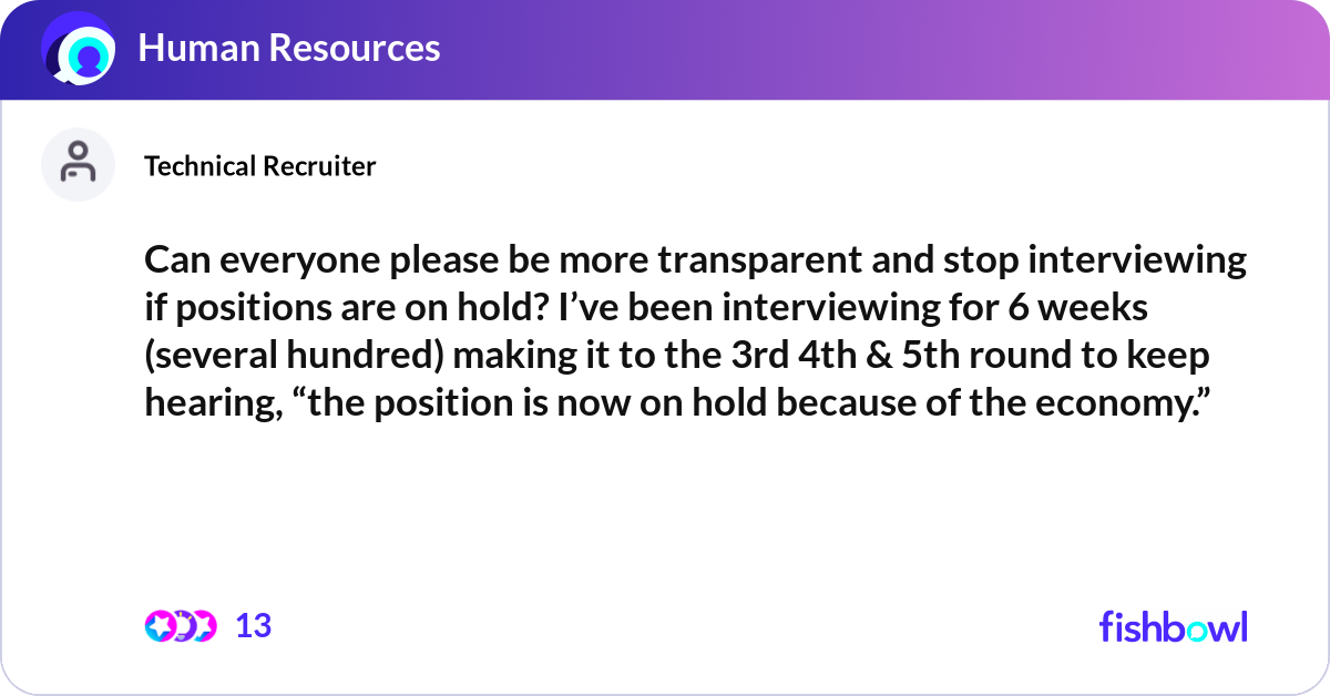 Can everyone please be more transparent and stop i... | Fishbowl
