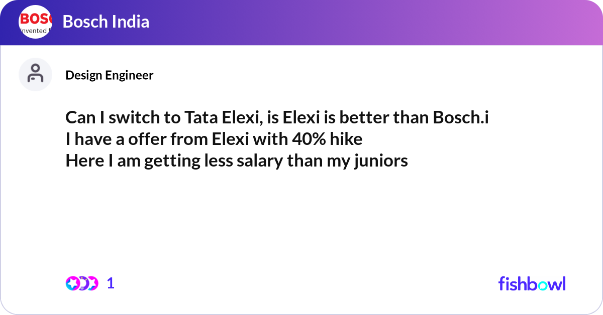 Can I switch to Tata Elexi, is Elexi is better tha... | Fishbowl