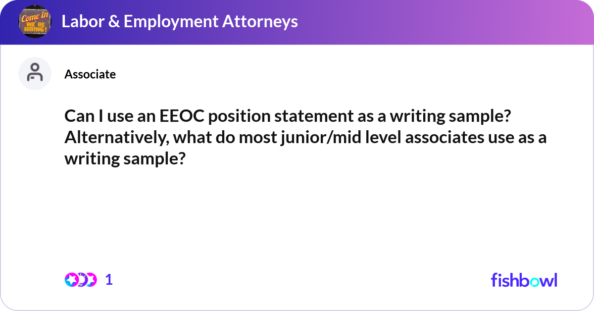 Can I use an EEOC position statement as a writing ... | Fishbowl
