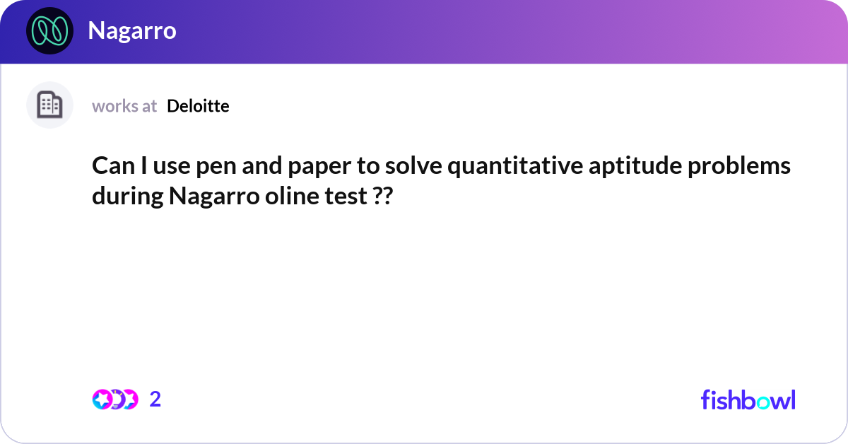 Can I use pen and paper to solve quantitative apti... | Fishbowl