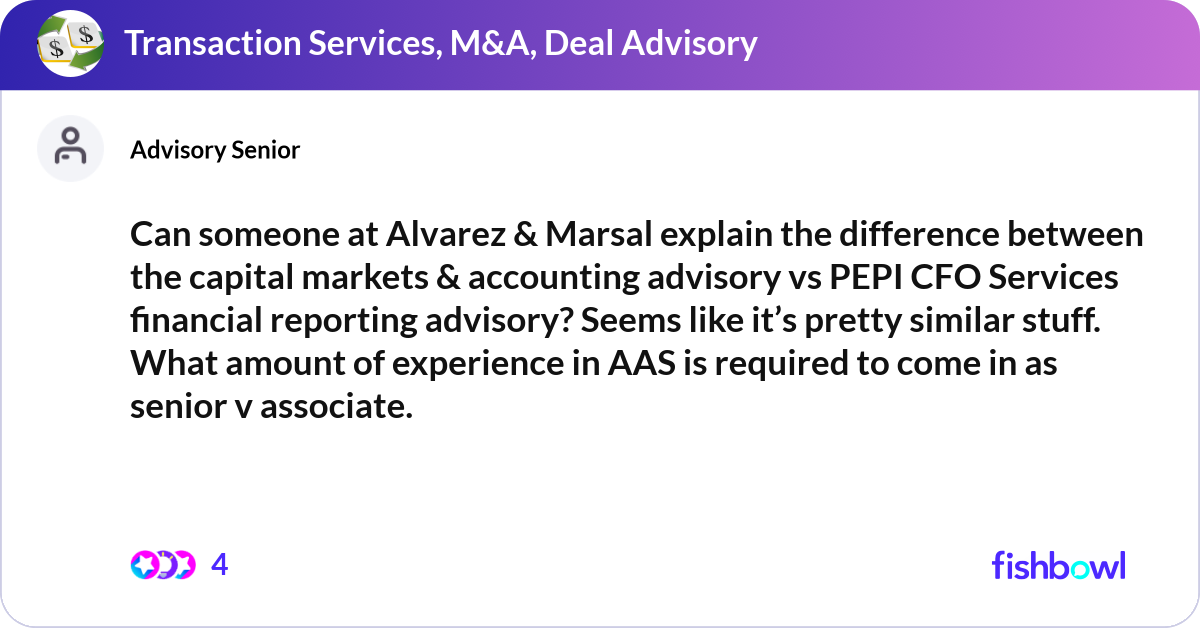 Can someone at Alvarez & Marsal explain the differ... | Fishbowl