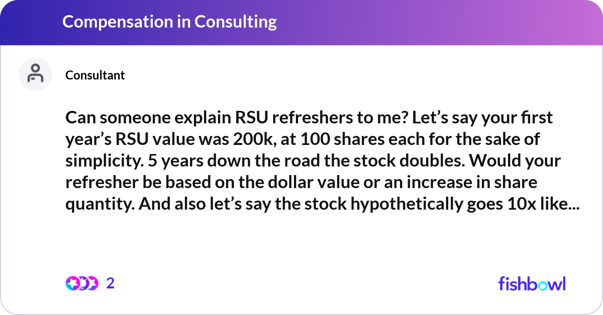 Can someone explain RSU refreshers to me? Let’s sa... | Fishbowl
