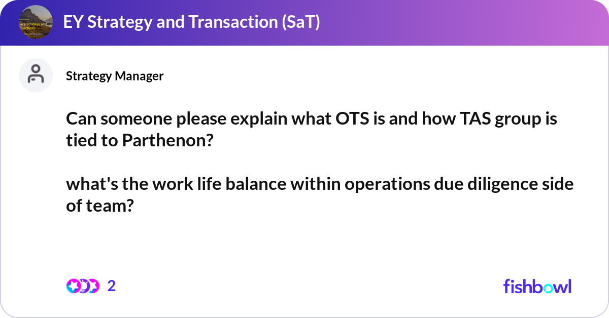 Can someone please explain what OTS is and how TAS... | Fishbowl