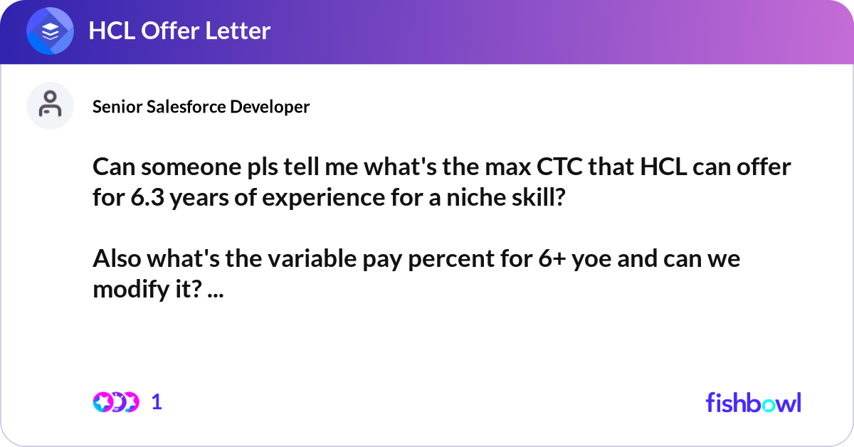 Can someone pls tell me what's the max CTC that HC... | Fishbowl