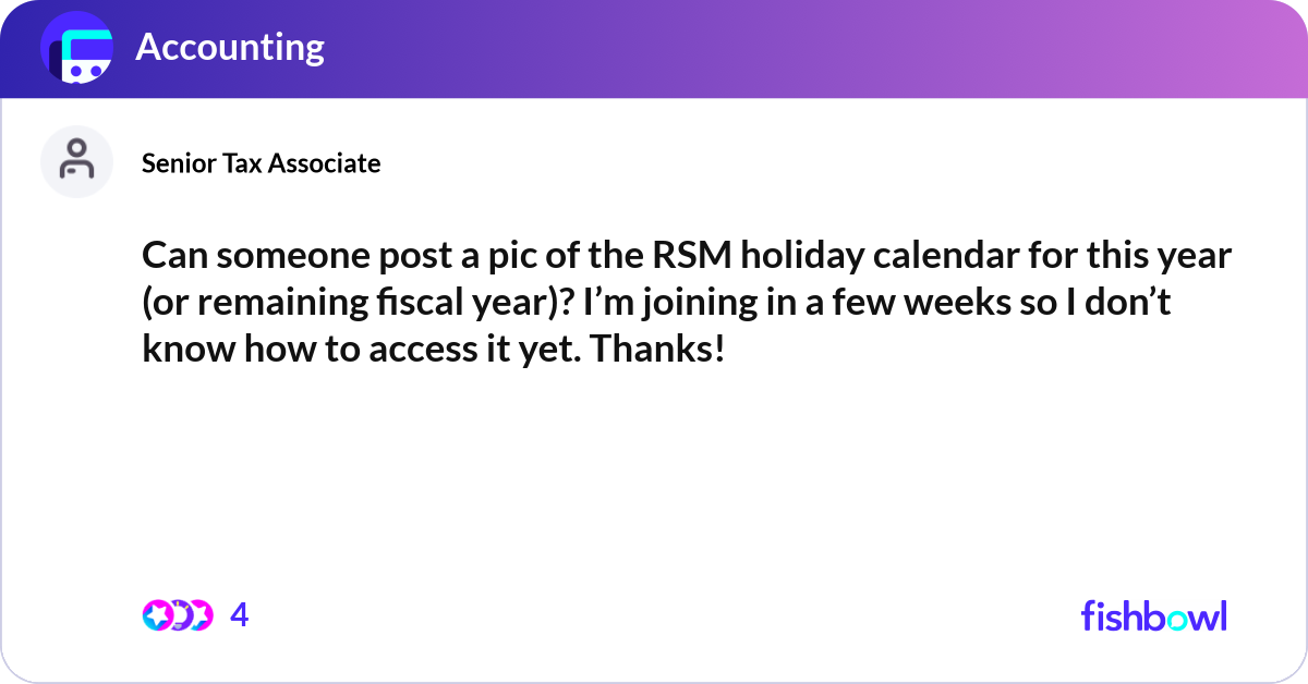 Can someone post a pic of the RSM holiday calendar... | Fishbowl