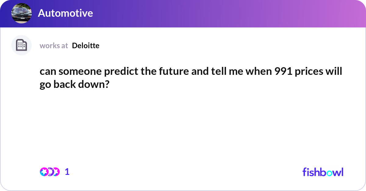 can someone predict the future and tell me when 99... | Fishbowl
