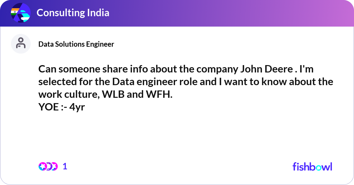 Can someone share info about the company John Deer... | Fishbowl