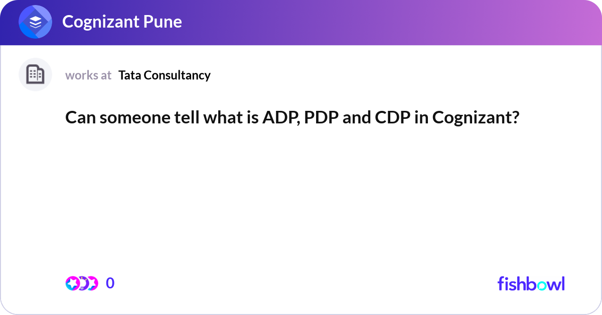Can someone tell what is ADP, PDP and CDP in Cogni... | Fishbowl
