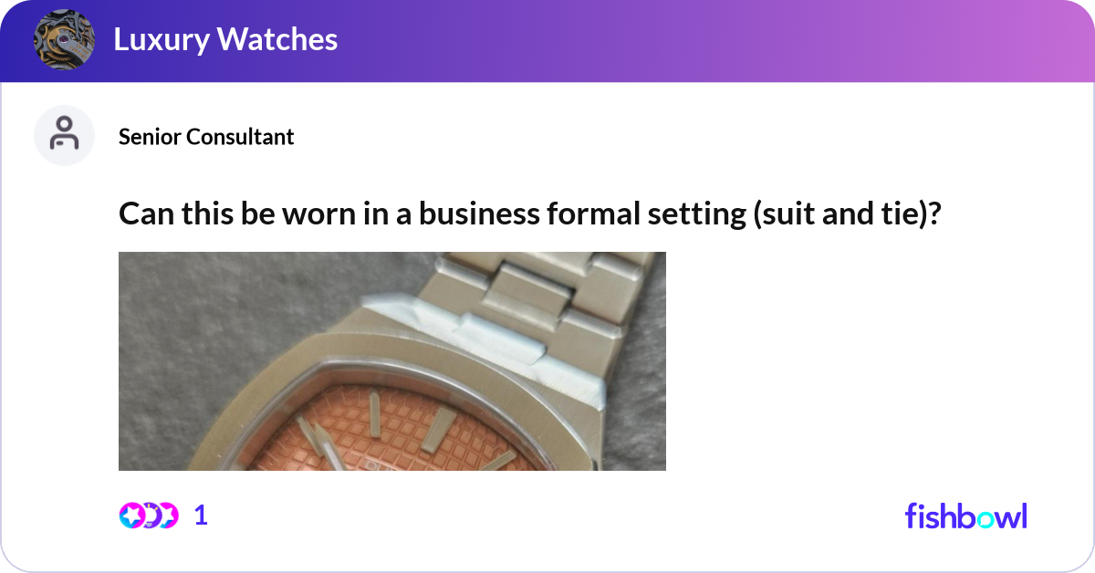 Can this be worn in a business formal setting (sui... | Fishbowl