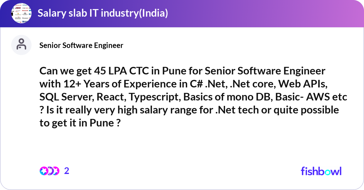 Can we get 45 LPA CTC in Pune for Senior Software ... | Fishbowl