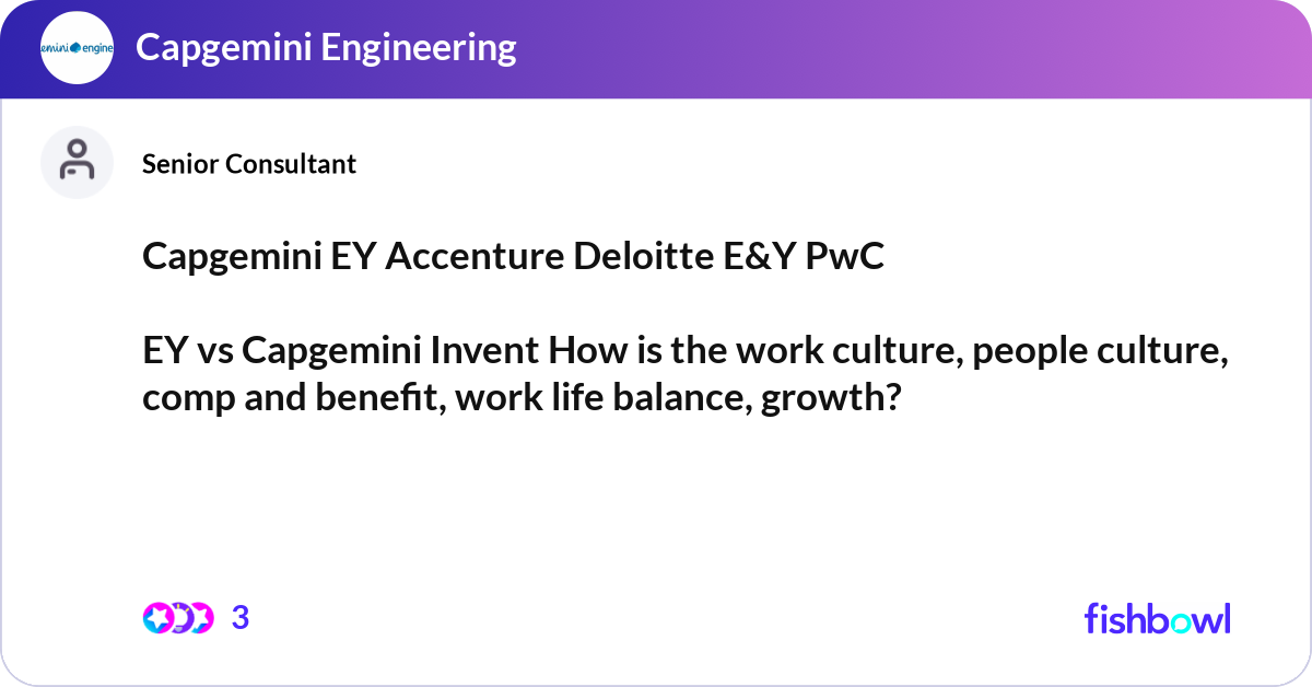 Capgemini EY Accenture Deloitte E&Y PwC EY vs Ca... | Fishbowl