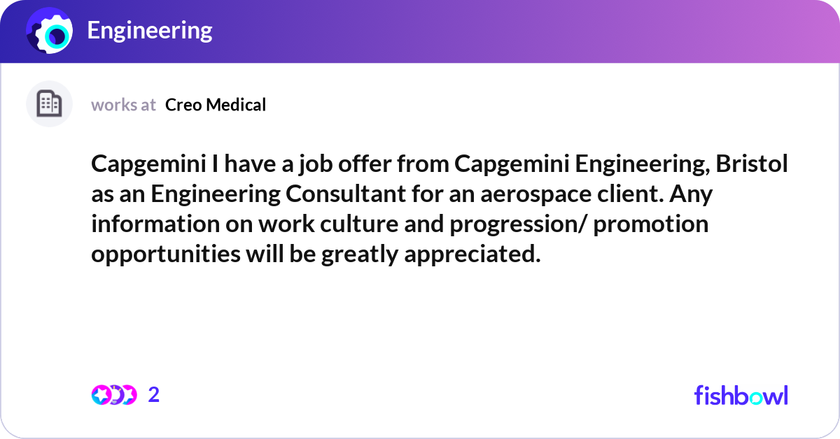 Capgemini I have a job offer from Capgemini Engine... | Fishbowl