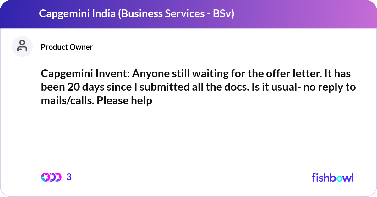 Capgemini Invent: Anyone still waiting for the off... | Fishbowl